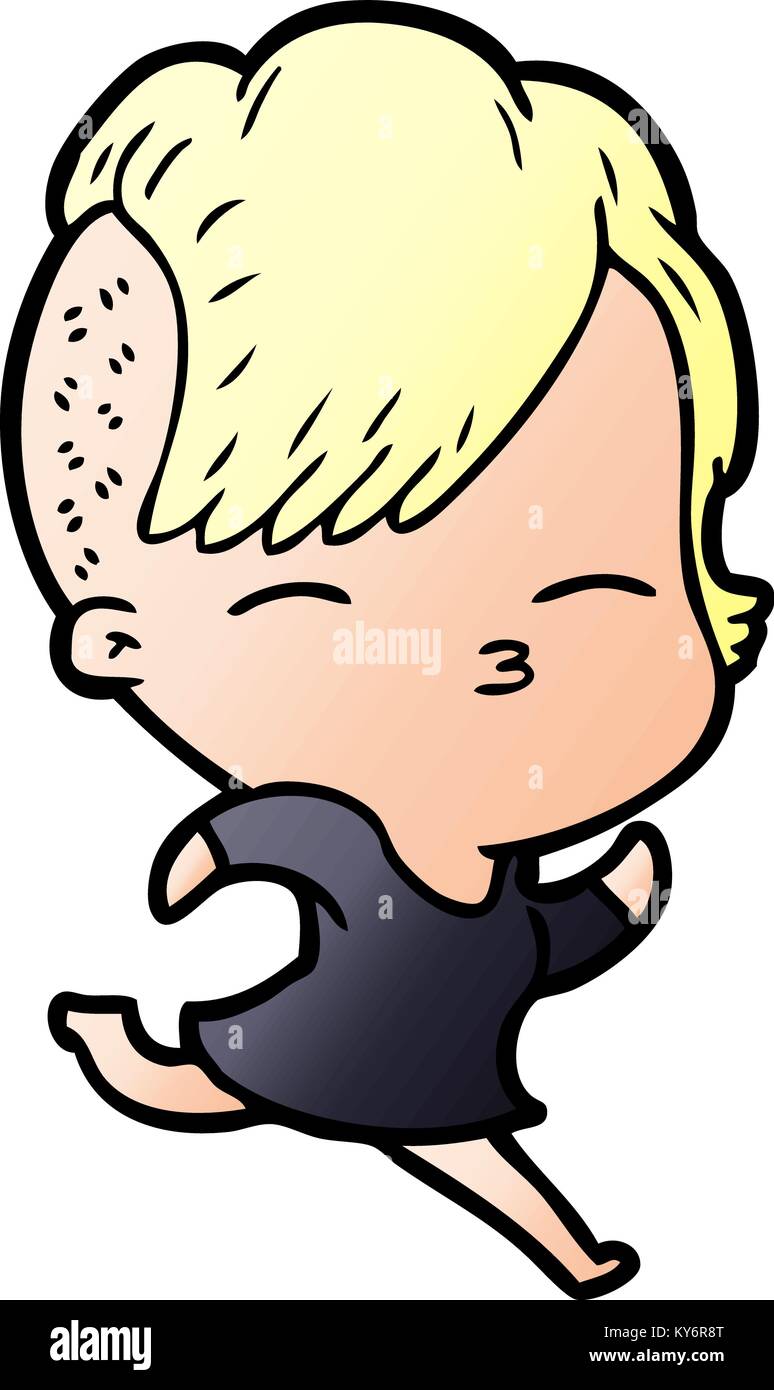 cartoon squinting girl running Stock Vector Image & Art - Alamy