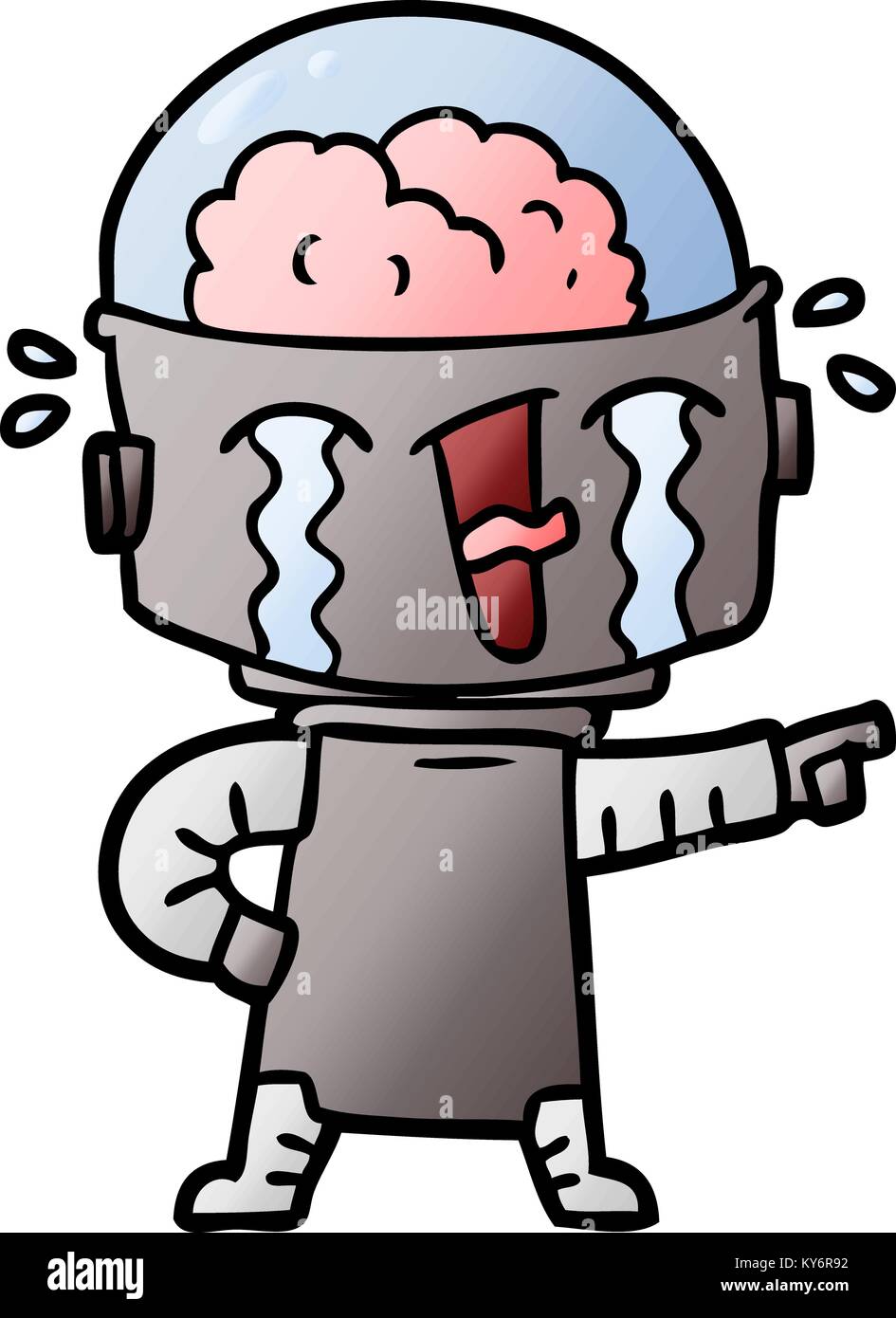 cartoon crying robot pointing Stock Vector Image & Art - Alamy