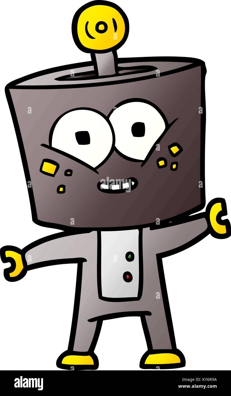 happy cartoon robot Stock Vector Image & Art - Alamy
