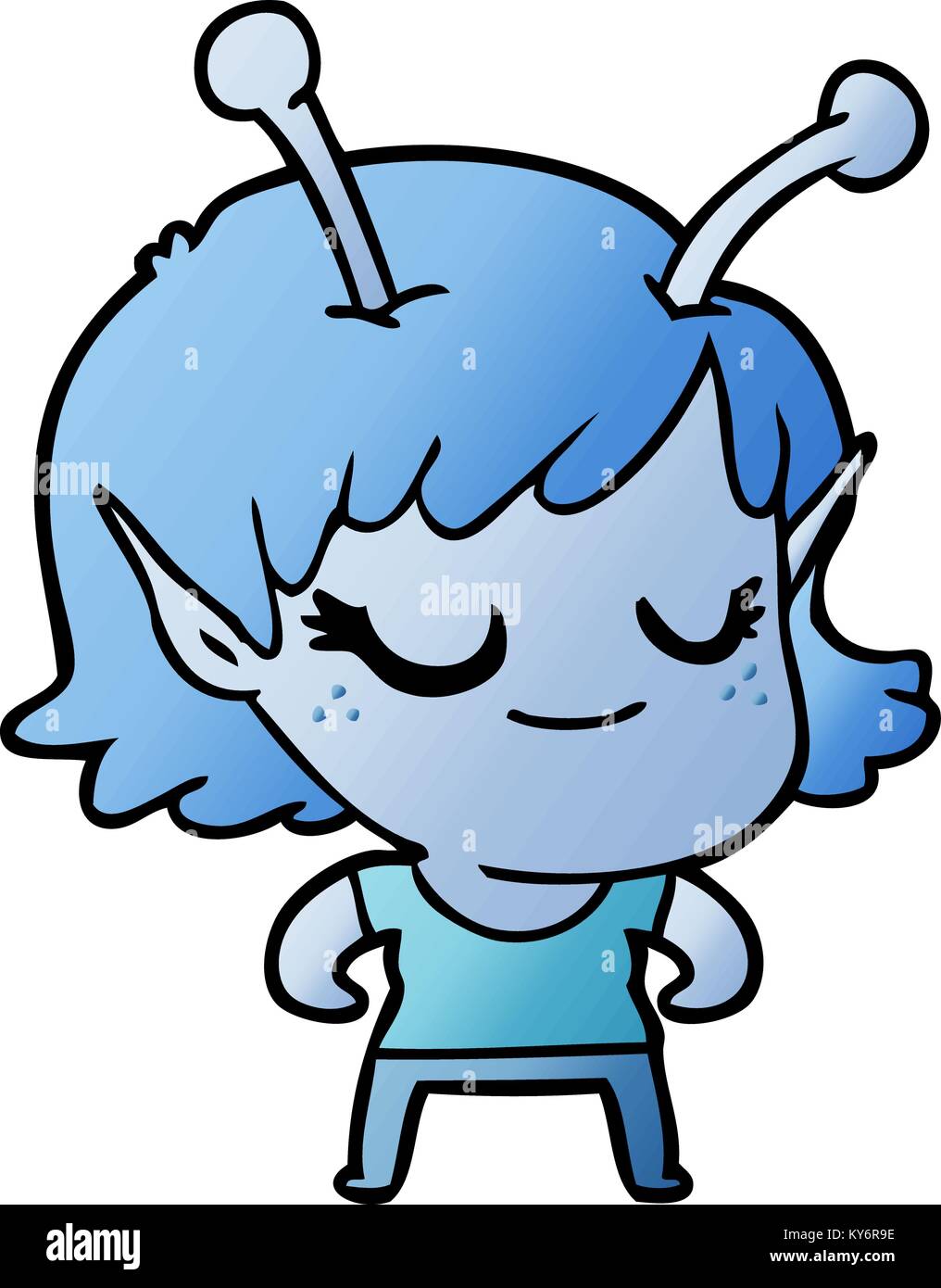 smiling alien girl cartoon Stock Vector Image & Art - Alamy