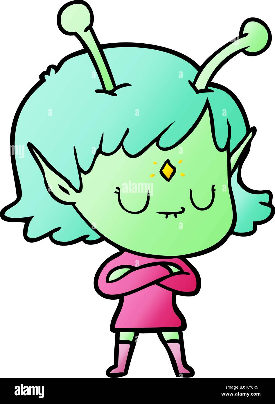 cartoon alien girl Stock Vector Image & Art - Alamy
