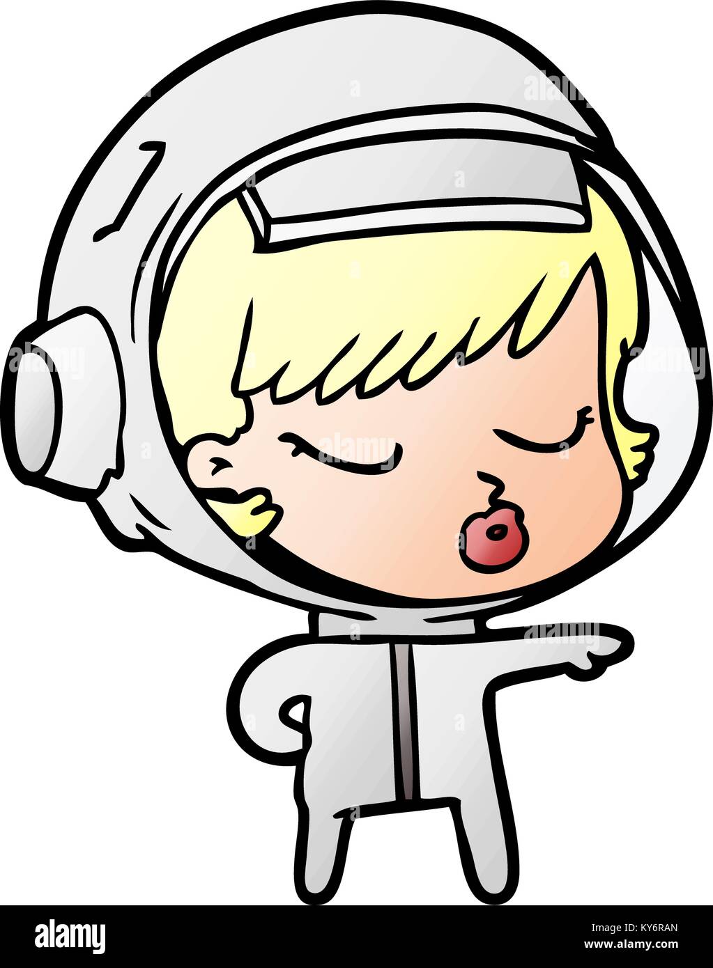 cartoon pretty astronaut girl pointing the way Stock Vector Image & Art ...