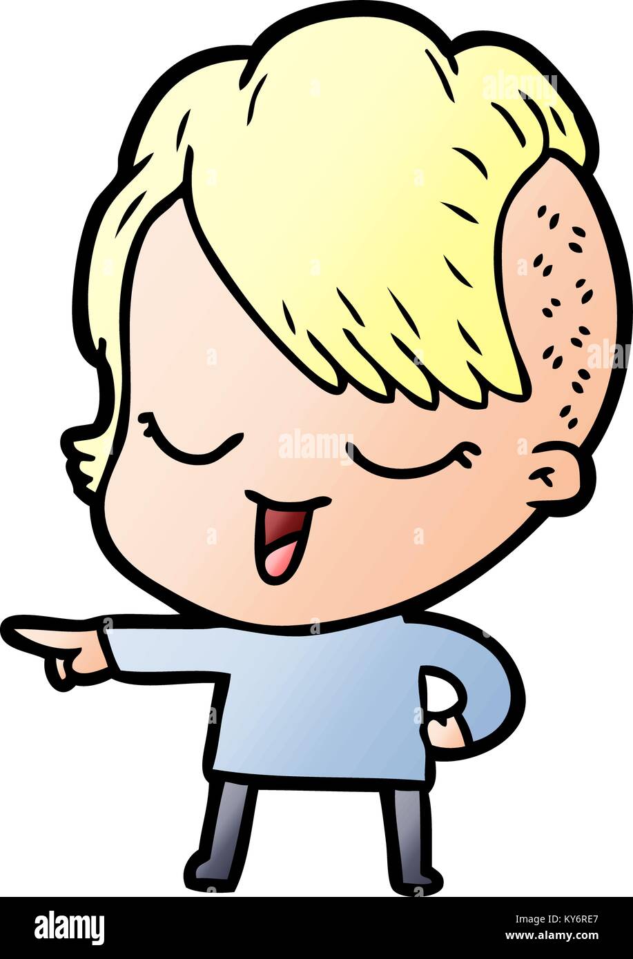 happy cartoon girl pointing Stock Vector Image & Art - Alamy
