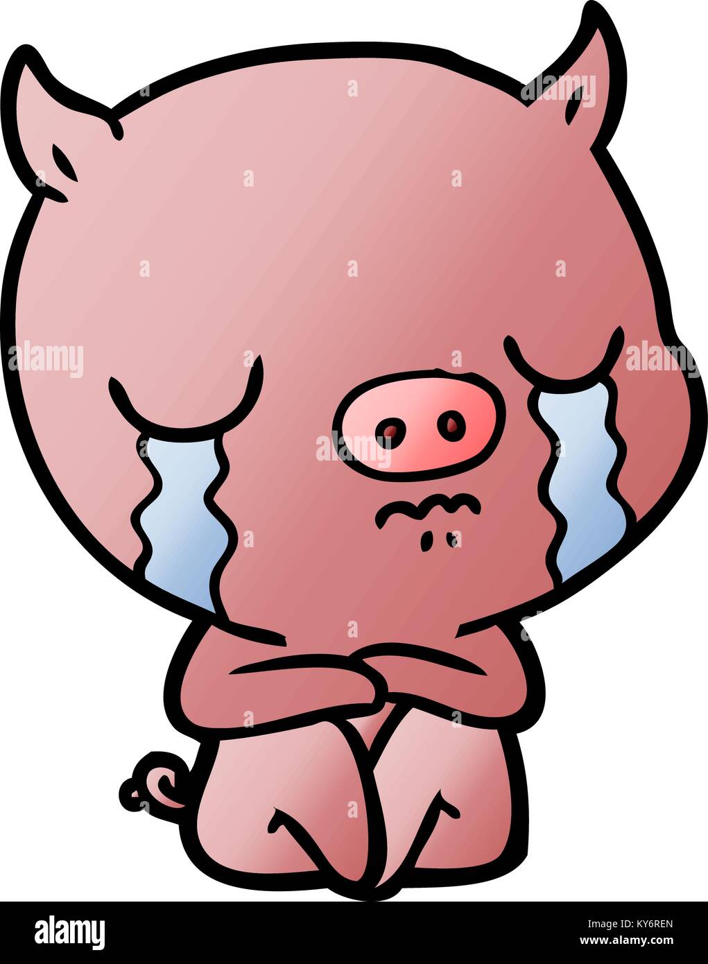 cartoon sitting pig crying Stock Vector Image & Art - Alamy