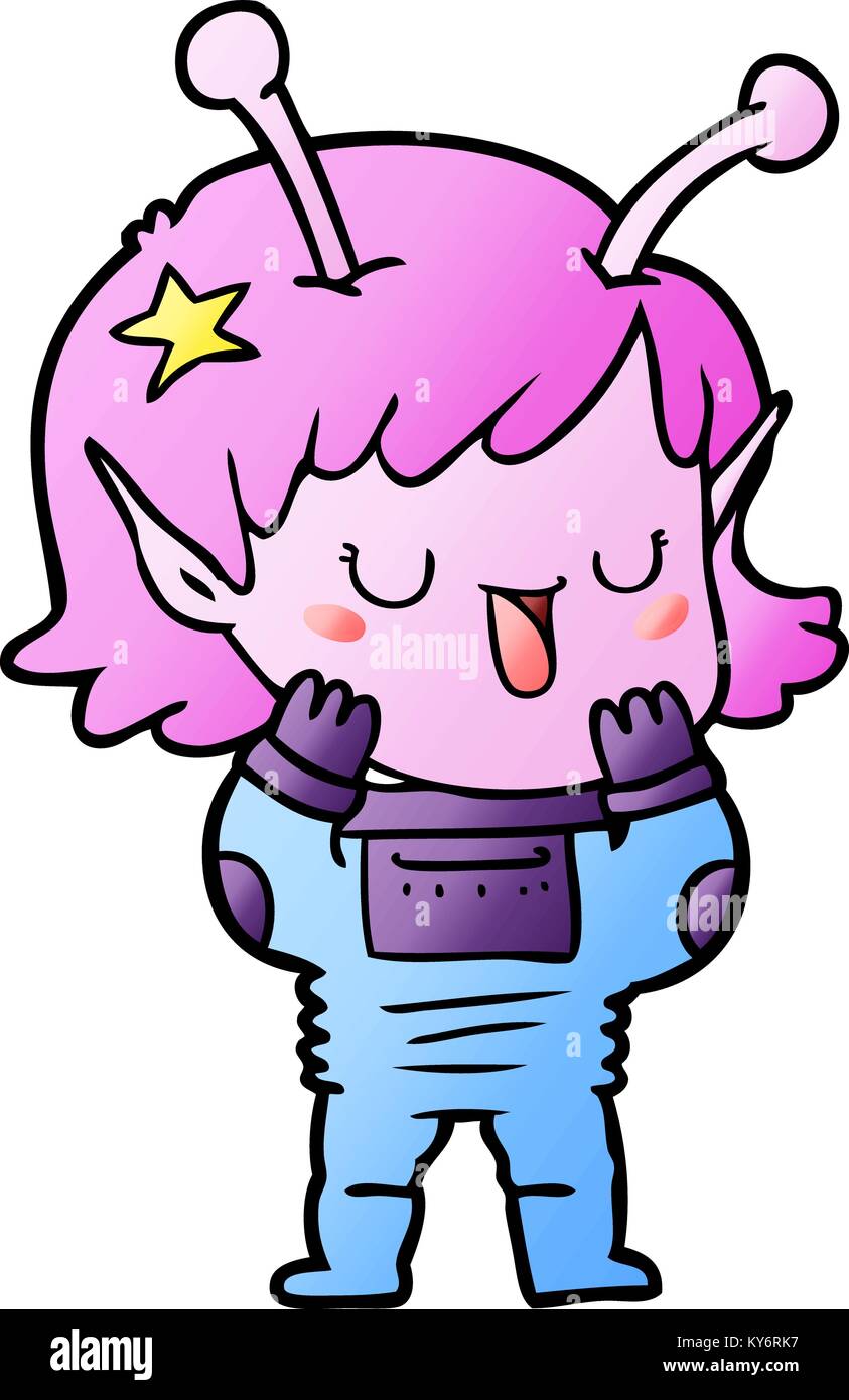 happy alien girl cartoon Stock Vector Image & Art - Alamy