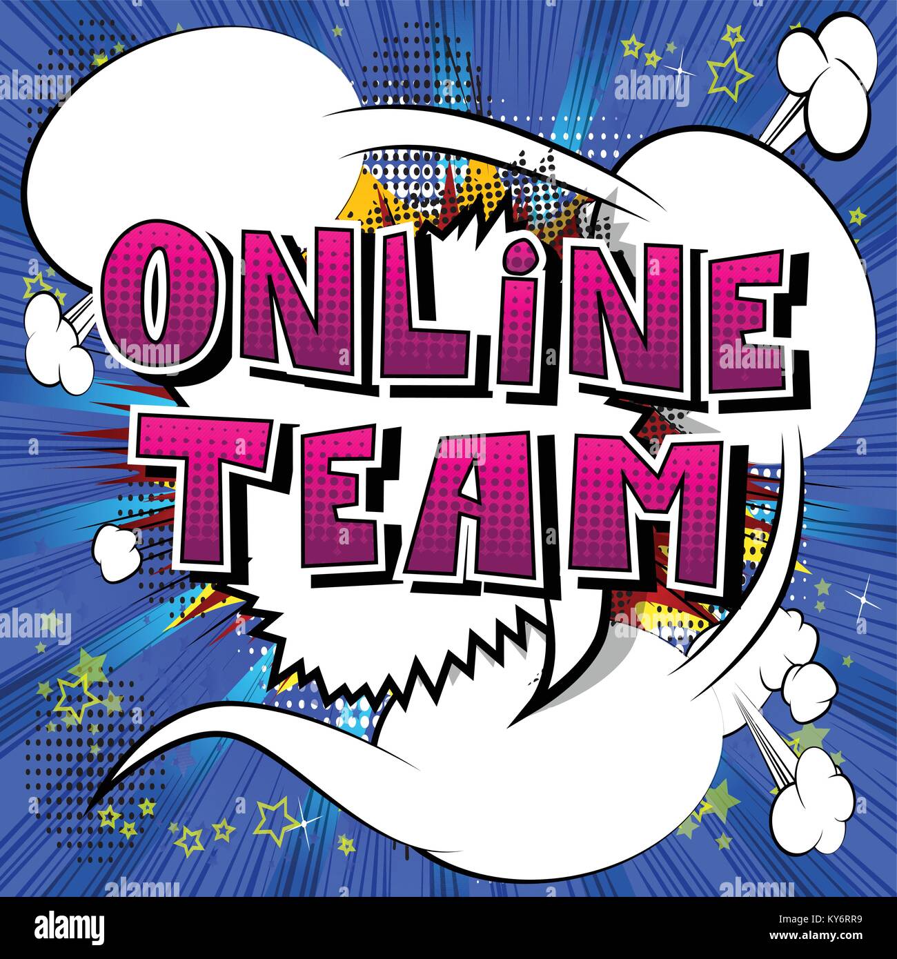 Online Team - Comic book style phrase on abstract background Stock ...