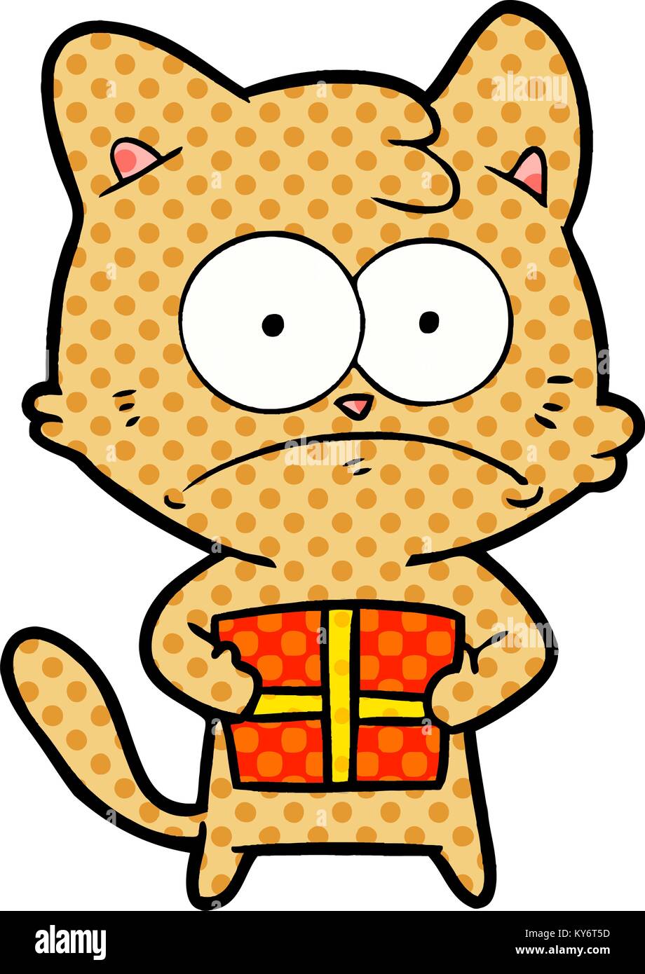 cartoon cat with present Stock Vector Image & Art - Alamy