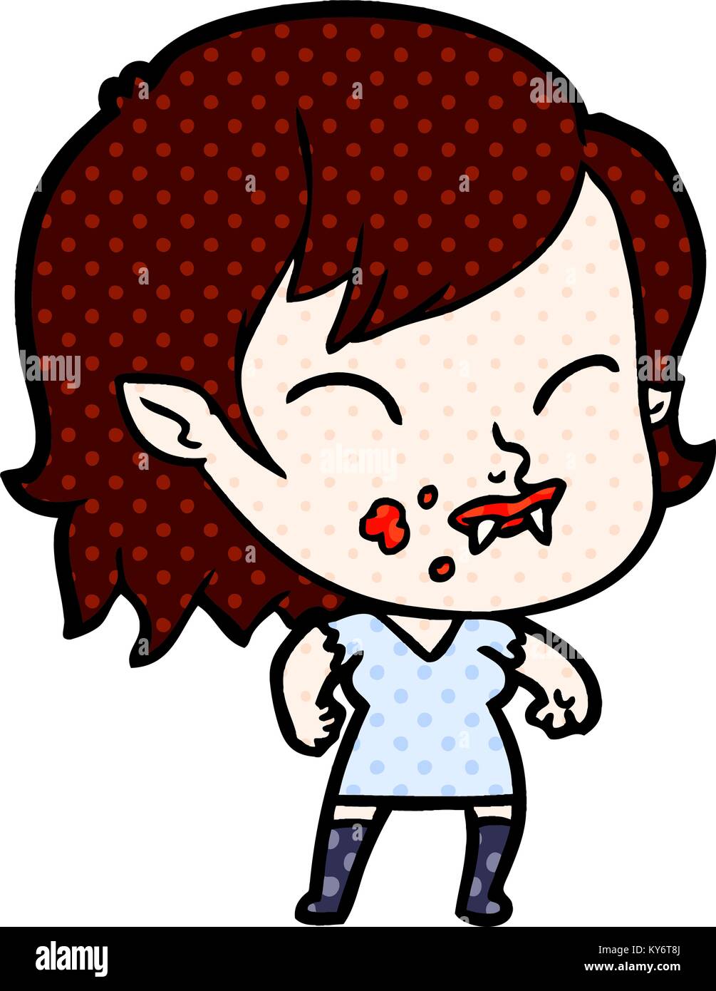 cartoon vampire girl with blood on cheek Stock Vector Image & Art - Alamy
