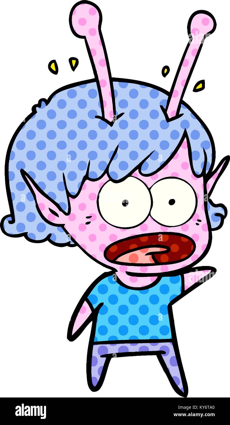 cartoon shocked alien girl Stock Vector Image & Art - Alamy