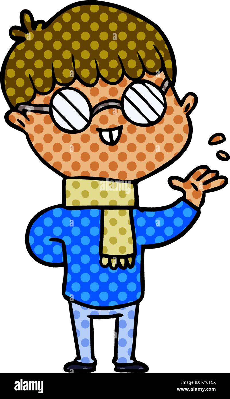 cartoon boy wearing spectacles Stock Vector Image & Art - Alamy
