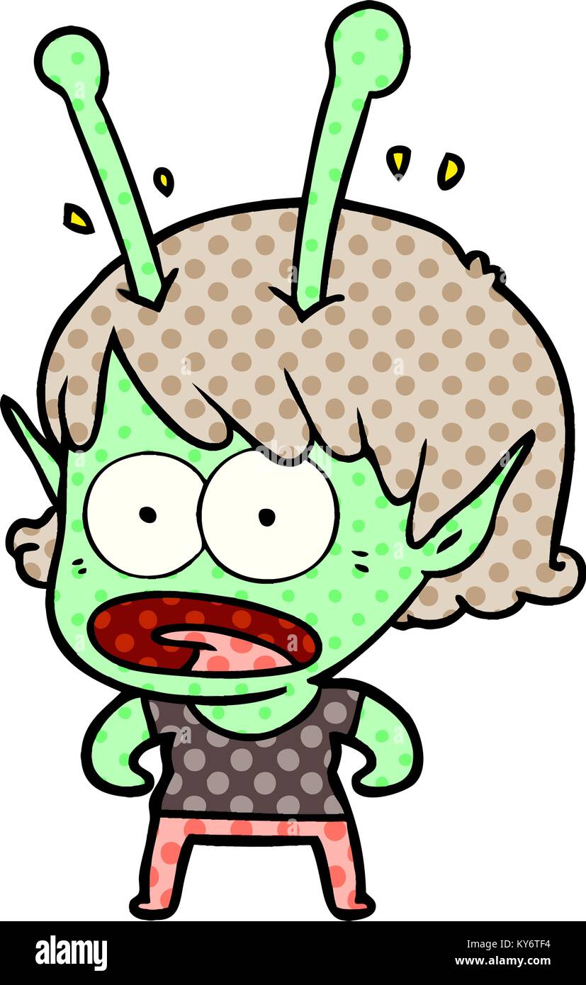 cartoon shocked alien girl Stock Vector Image & Art - Alamy