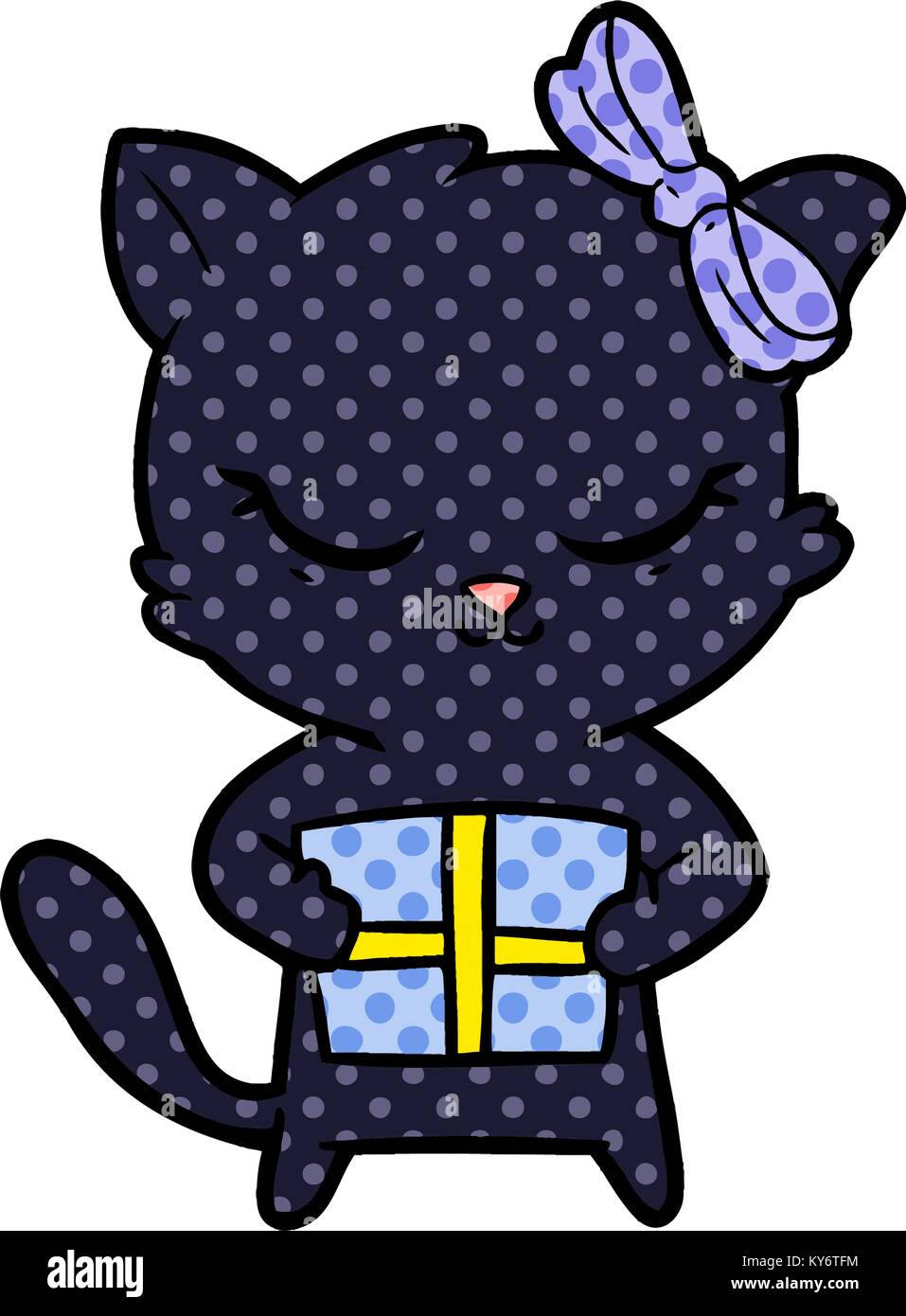 cute cartoon cat with bow Stock Vector Image & Art - Alamy
