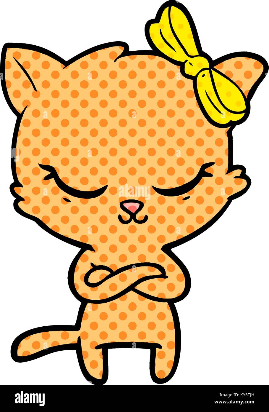 cute cartoon cat with bow Stock Vector Image & Art - Alamy