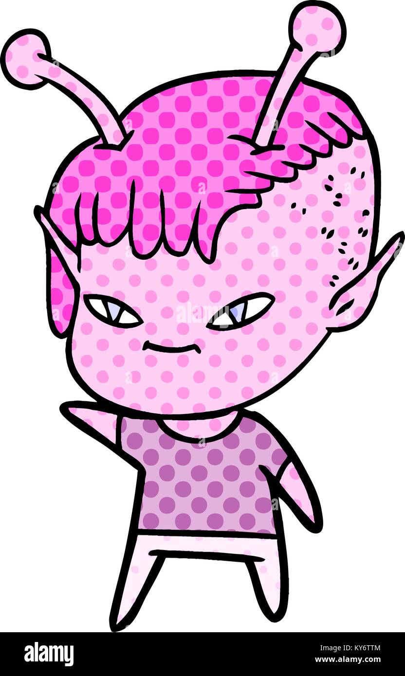 cute cartoon alien girl Stock Vector Image & Art - Alamy