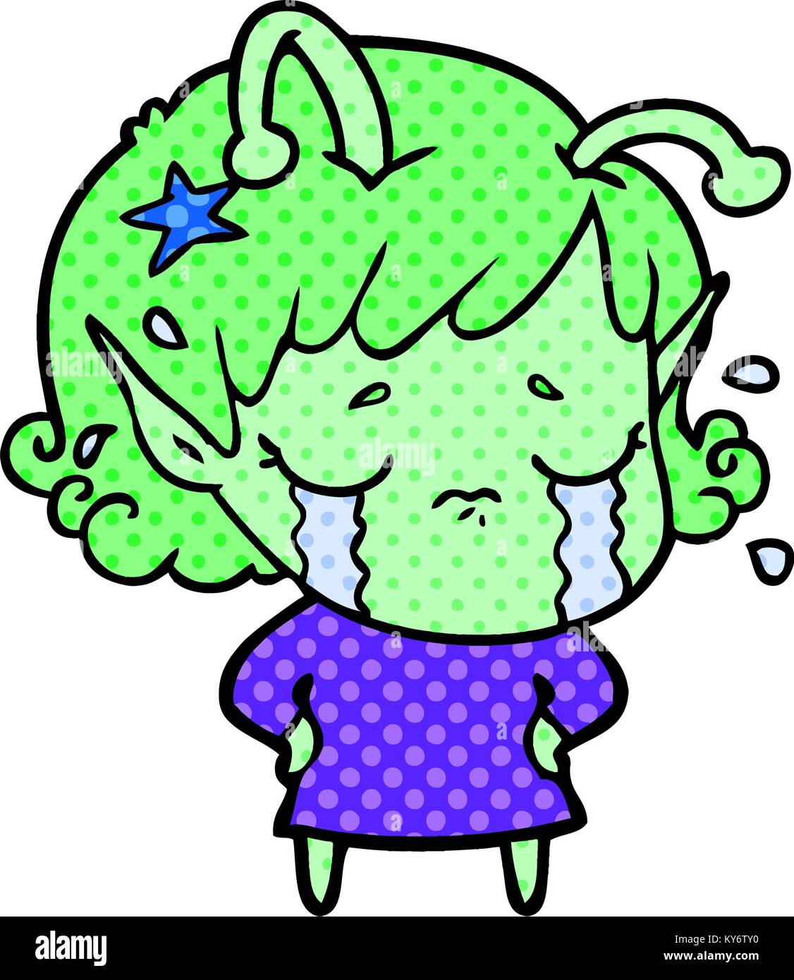 cartoon crying alien girl Stock Vector Image & Art - Alamy