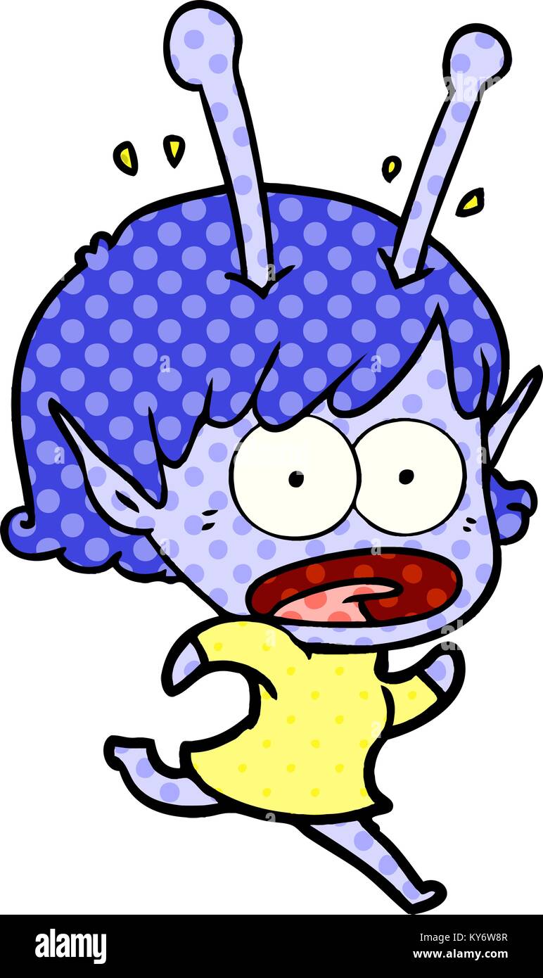cartoon shocked alien girl Stock Vector Image & Art - Alamy