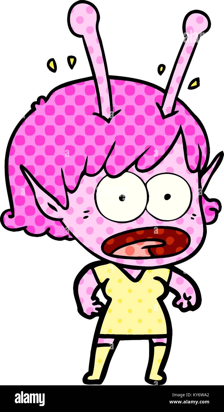 cartoon shocked alien girl Stock Vector Image & Art - Alamy