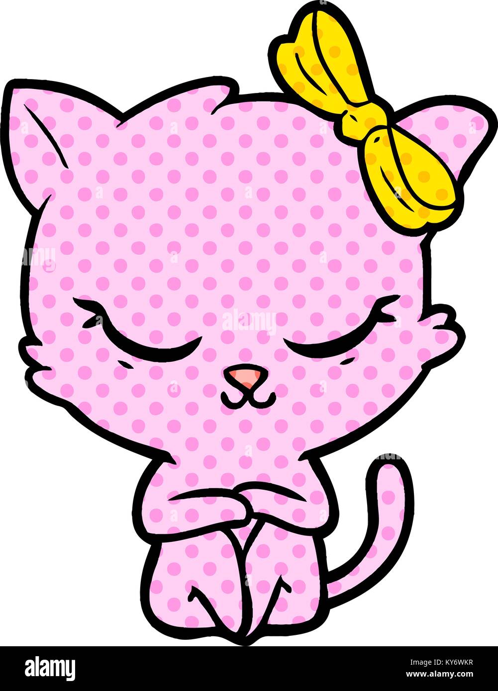 cute cartoon cat with bow Stock Vector Image & Art - Alamy