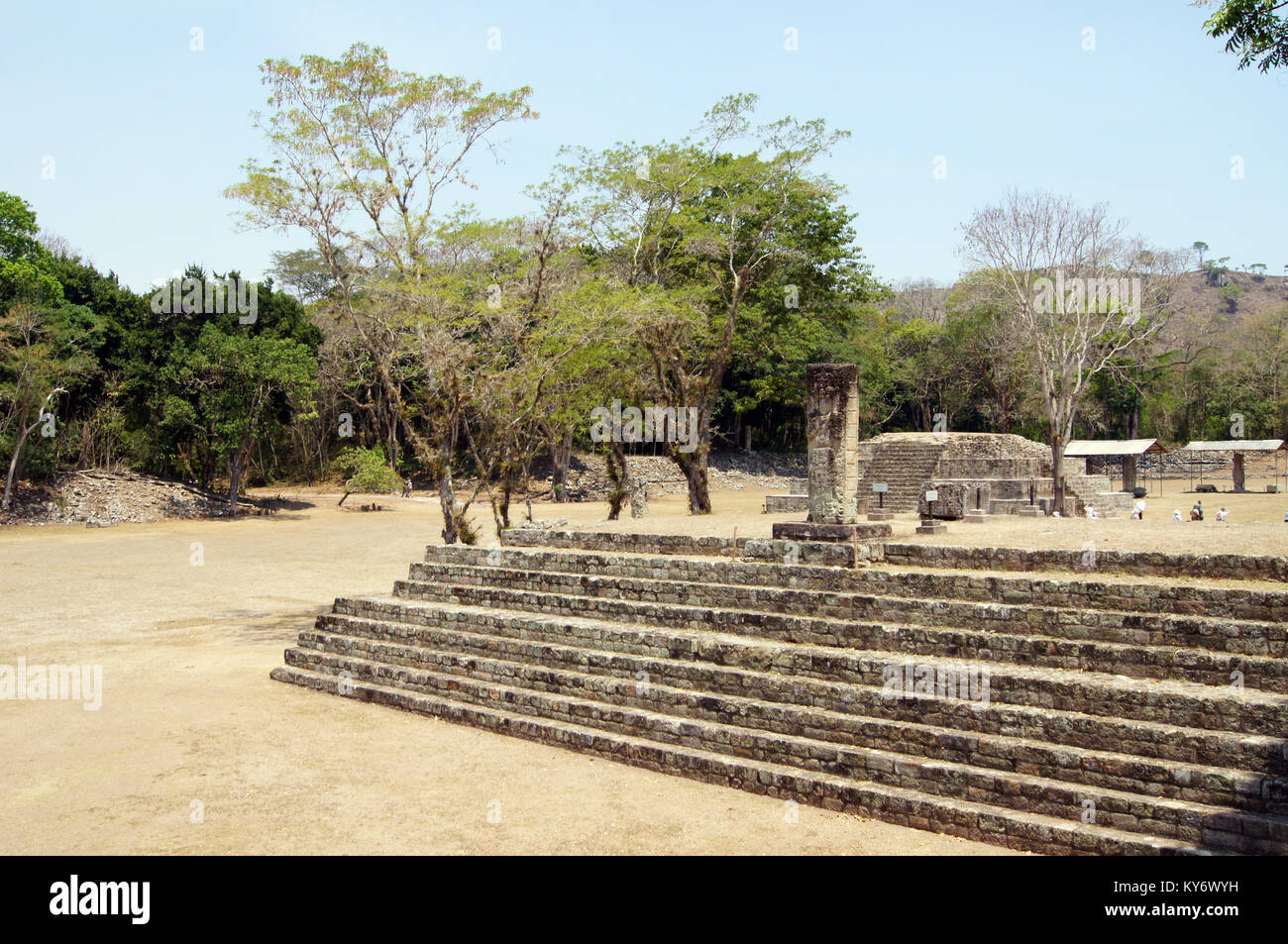 Square and ruins of pyramid in Copan, Honduras Stock Photo - Alamy