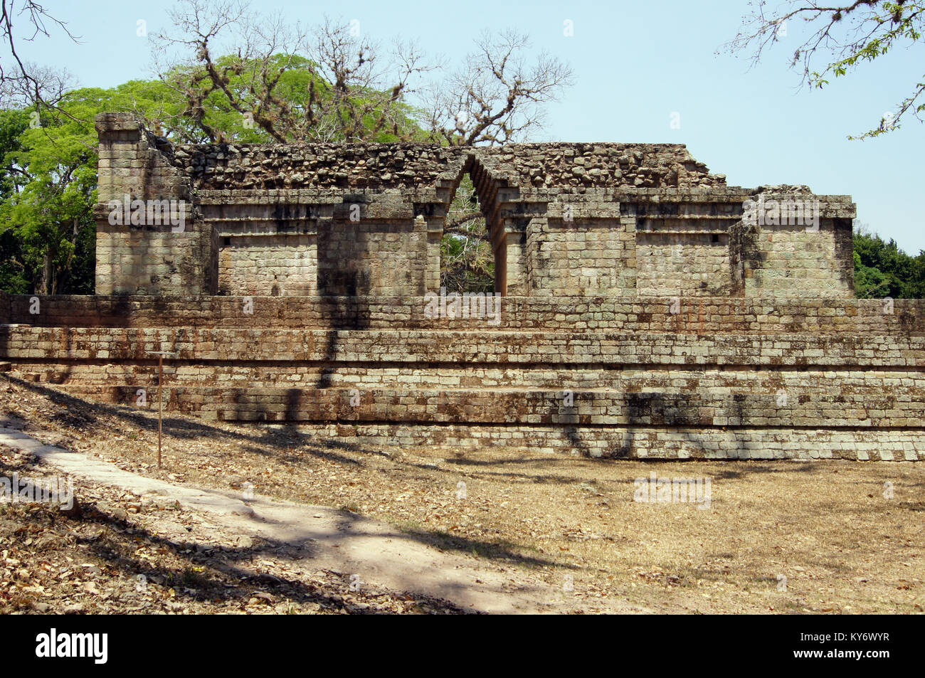 The wall of old mayan temple in Copan, Honduras Stock Photo - Alamy