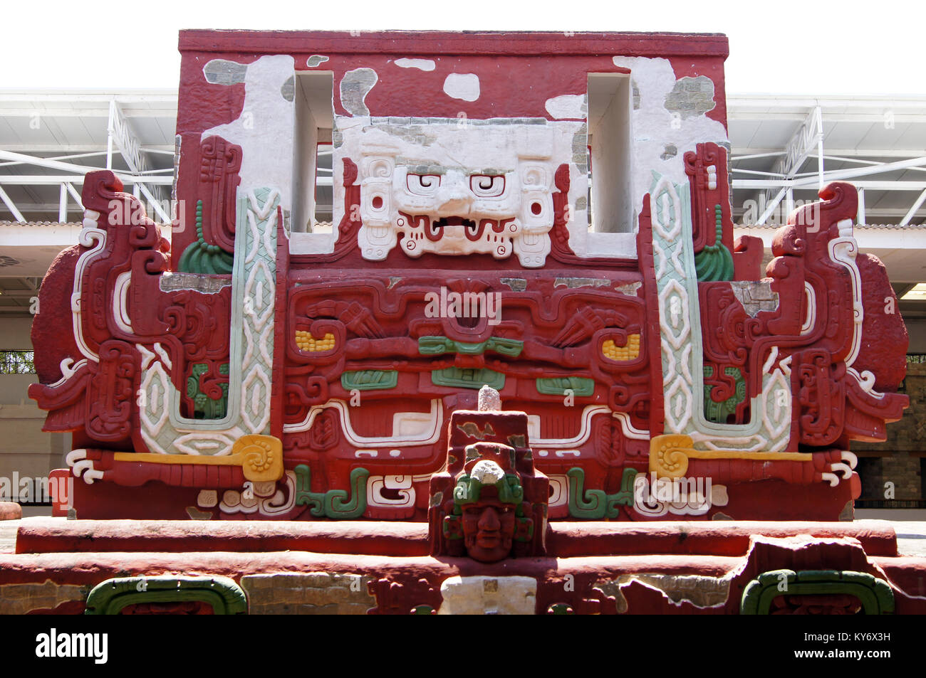 Model of red color mayan pyramid in Copan museum, honduras Stock Photo ...
