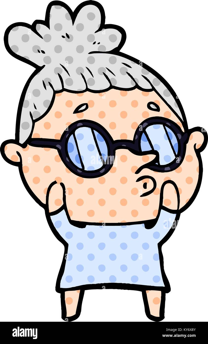 cartoon woman wearing glasses Stock Vector Image & Art - Alamy