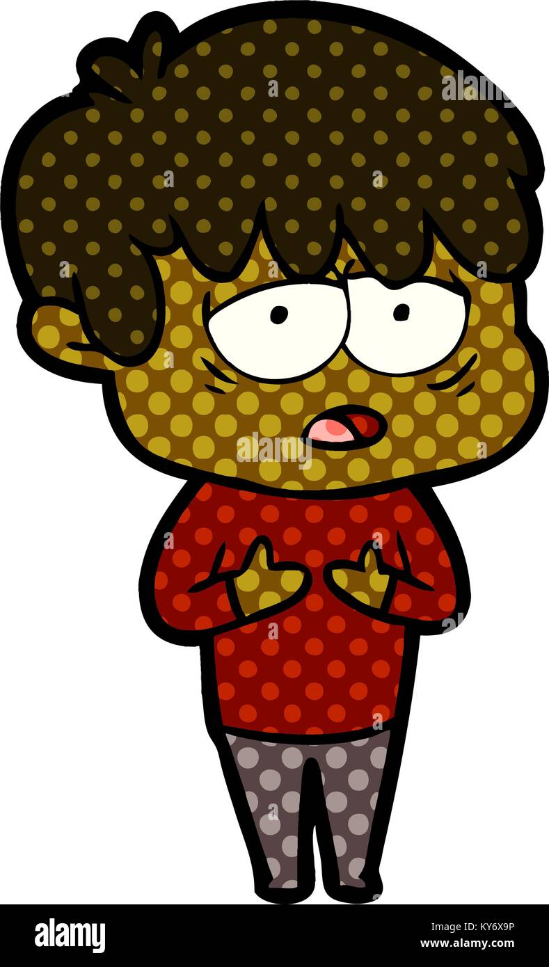 cartoon exhausted boy Stock Vector Image & Art - Alamy