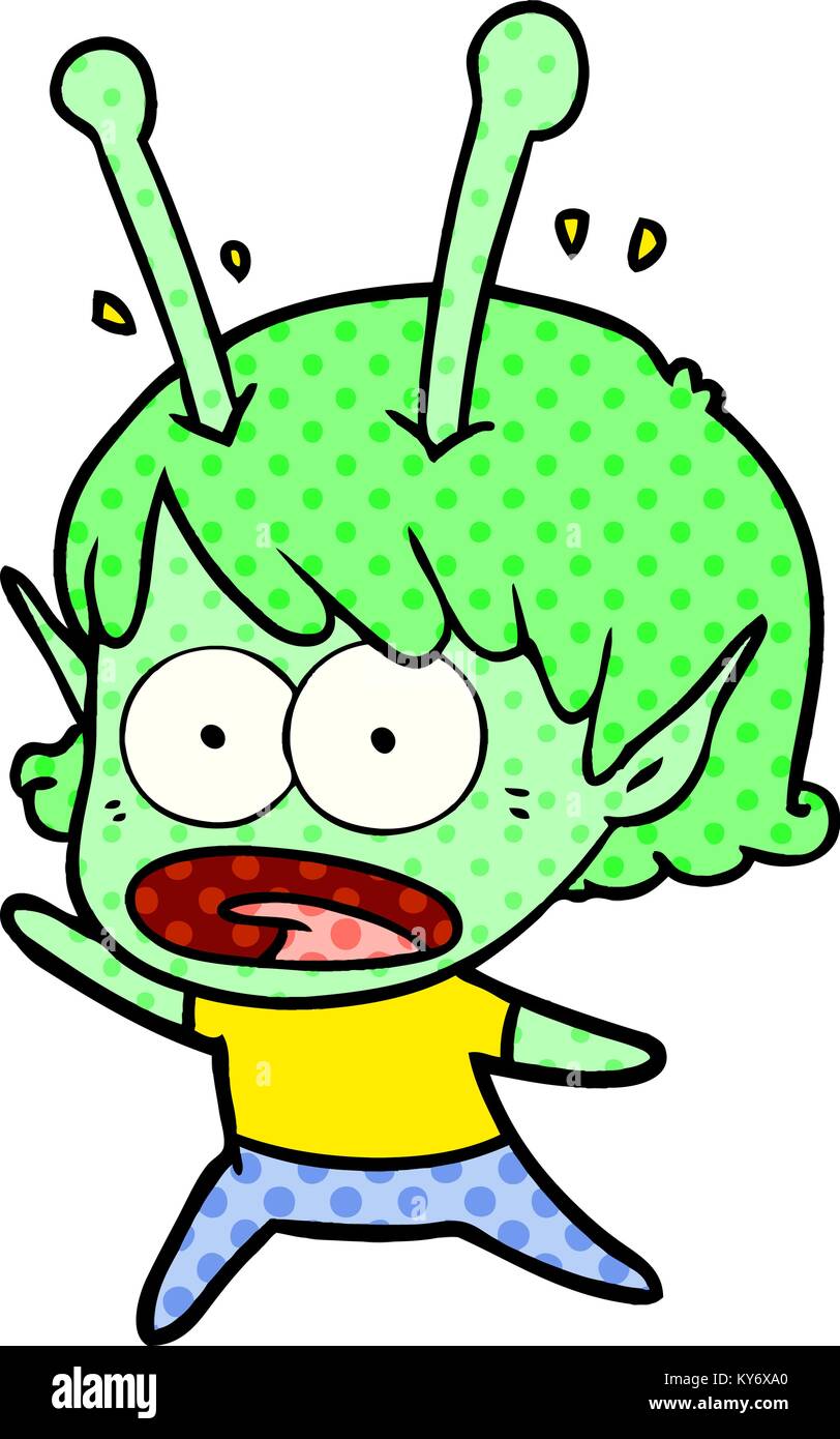 cartoon shocked alien girl Stock Vector Image & Art - Alamy