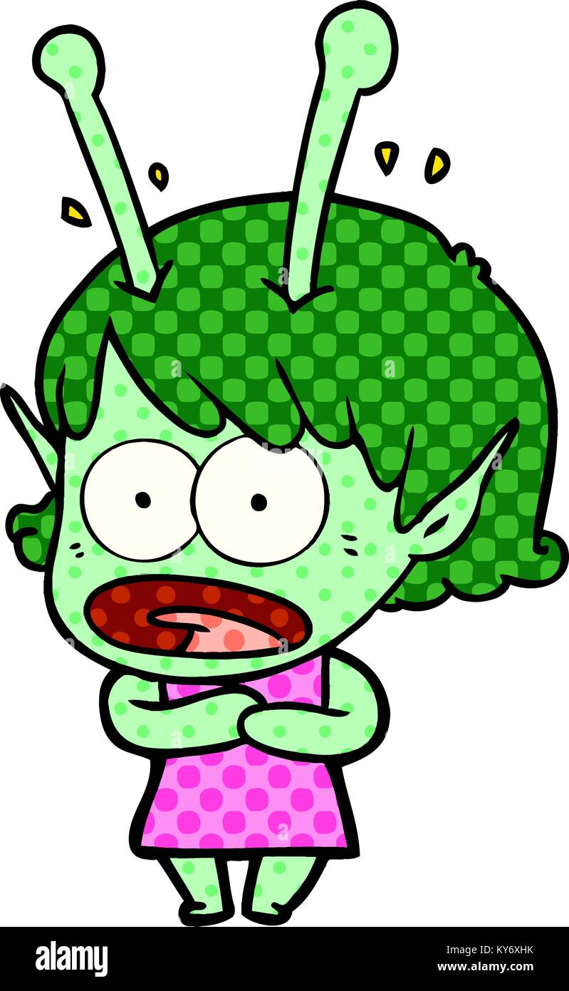 cartoon shocked alien girl Stock Vector Image & Art - Alamy