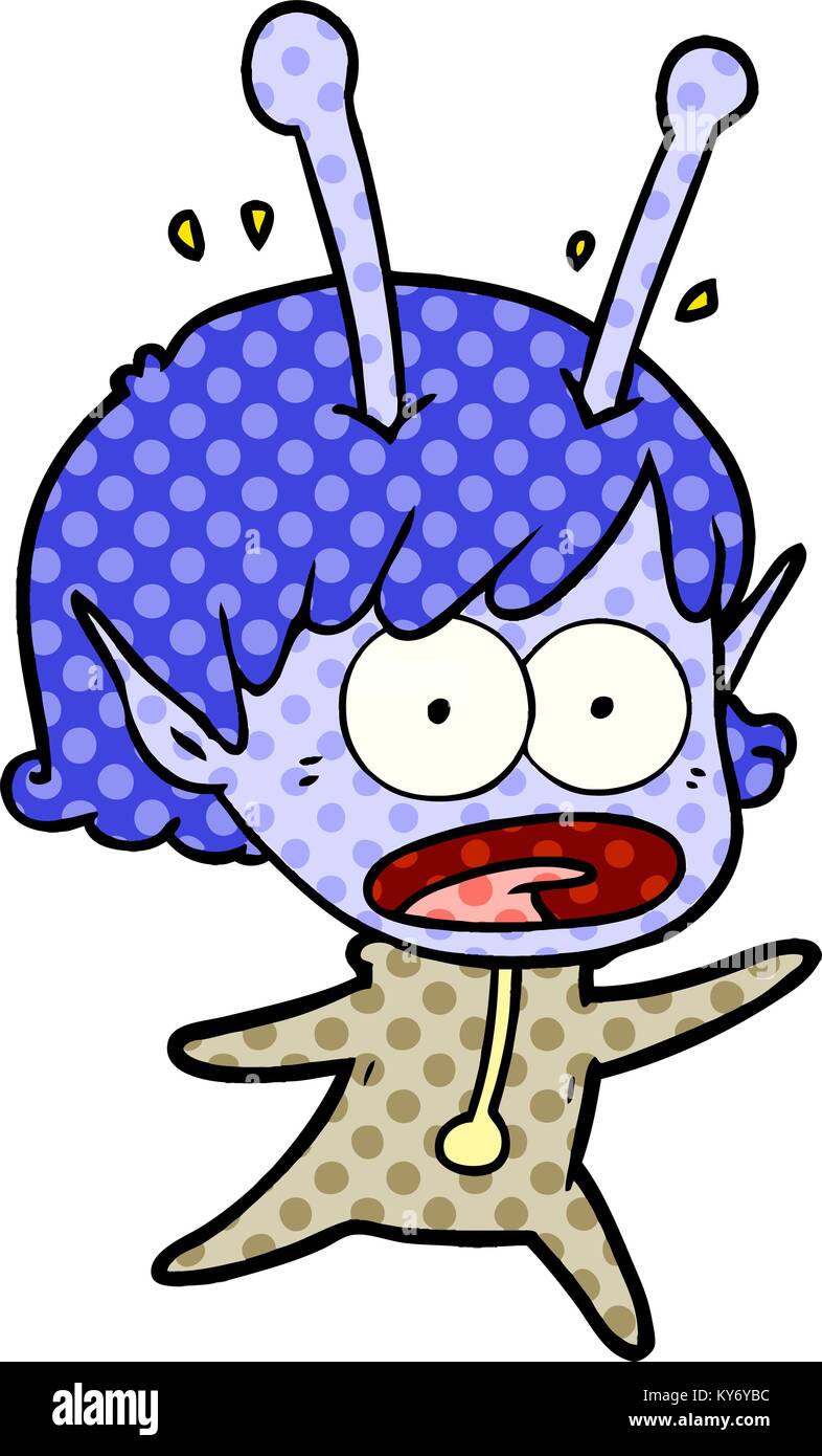 cartoon shocked alien girl Stock Vector Image & Art - Alamy
