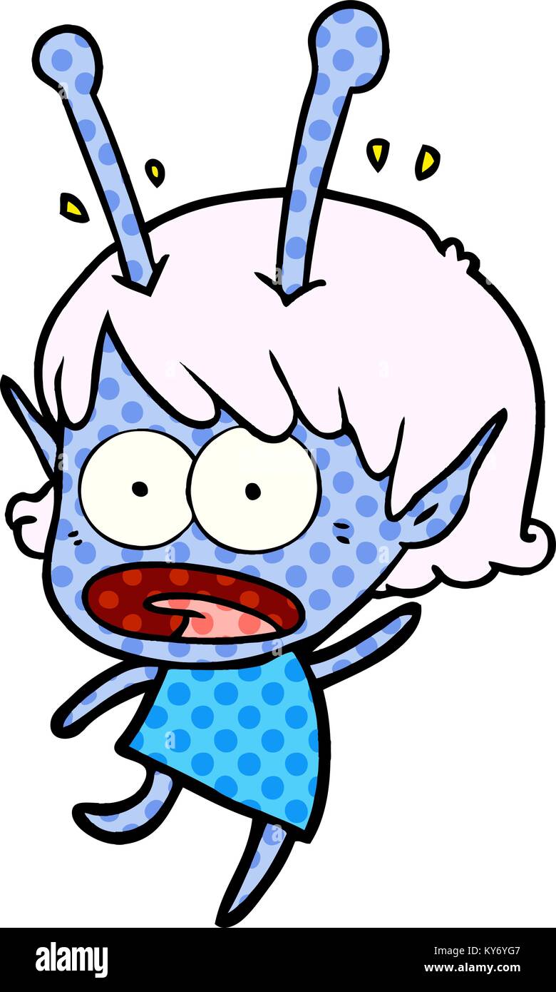 cartoon shocked alien girl Stock Vector Image & Art - Alamy