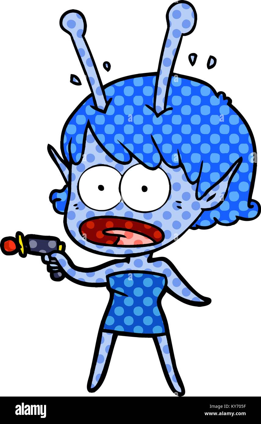 cartoon shocked alien girl Stock Vector Image & Art - Alamy