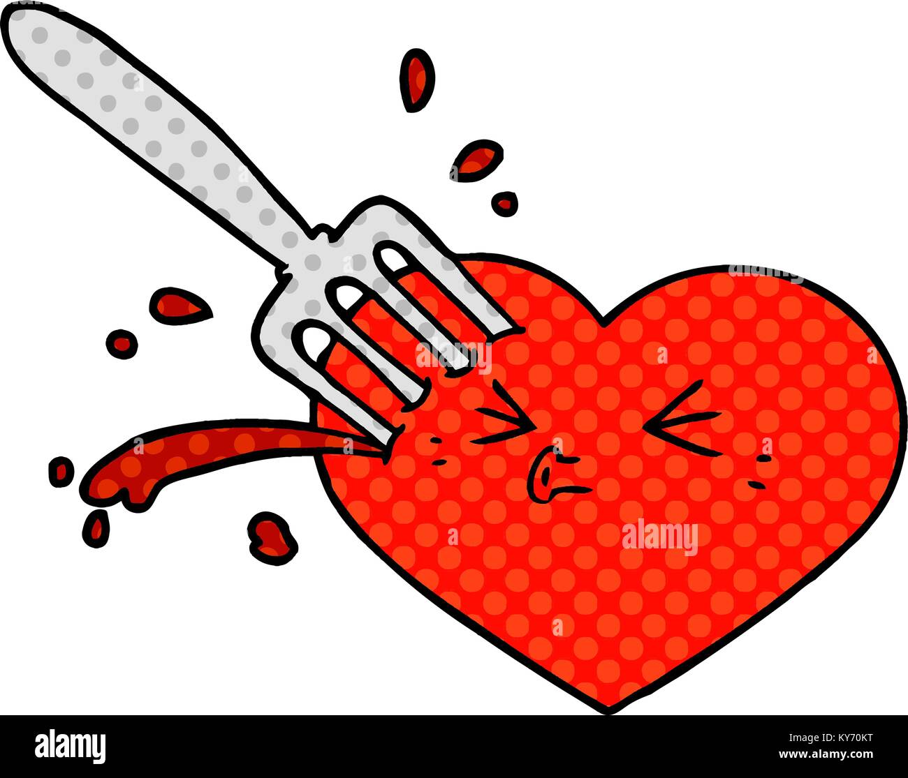 cartoon love heart stuck with fork Stock Vector Image & Art - Alamy
