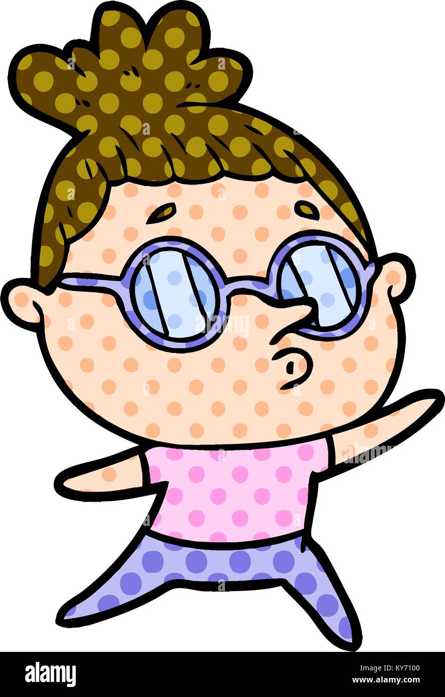 cartoon woman wearing glasses Stock Vector Image & Art - Alamy