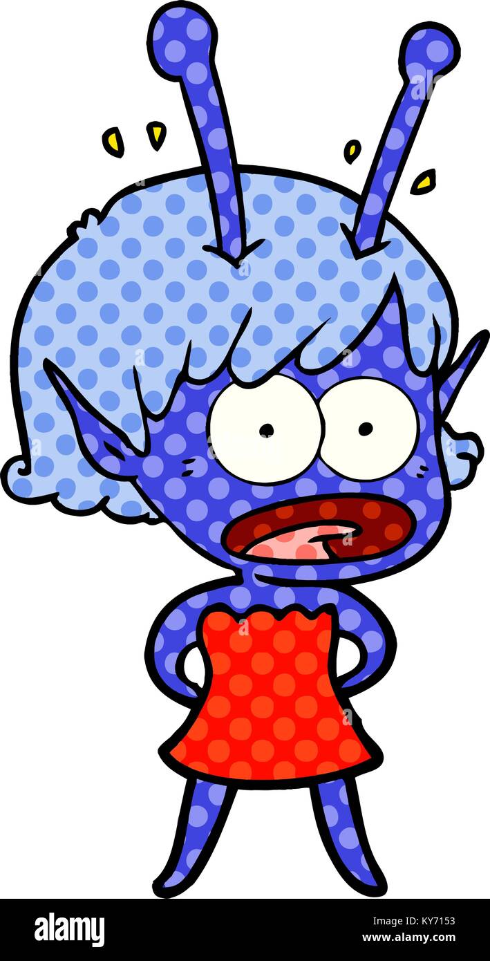 cartoon shocked alien girl Stock Vector Image & Art - Alamy