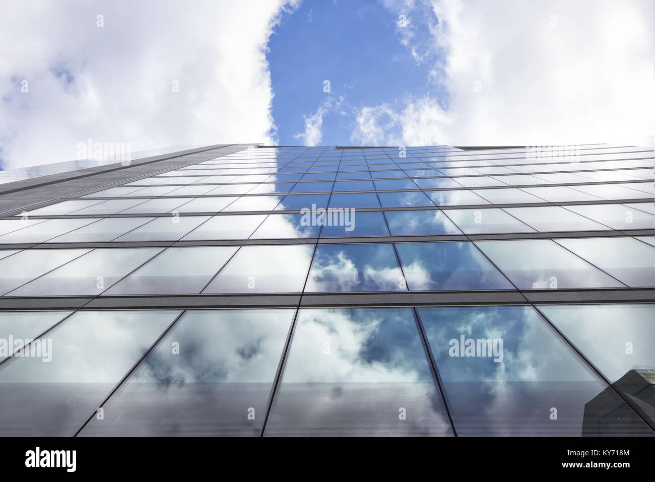 Exterior windows of a modern steel and glass commercial office building ...