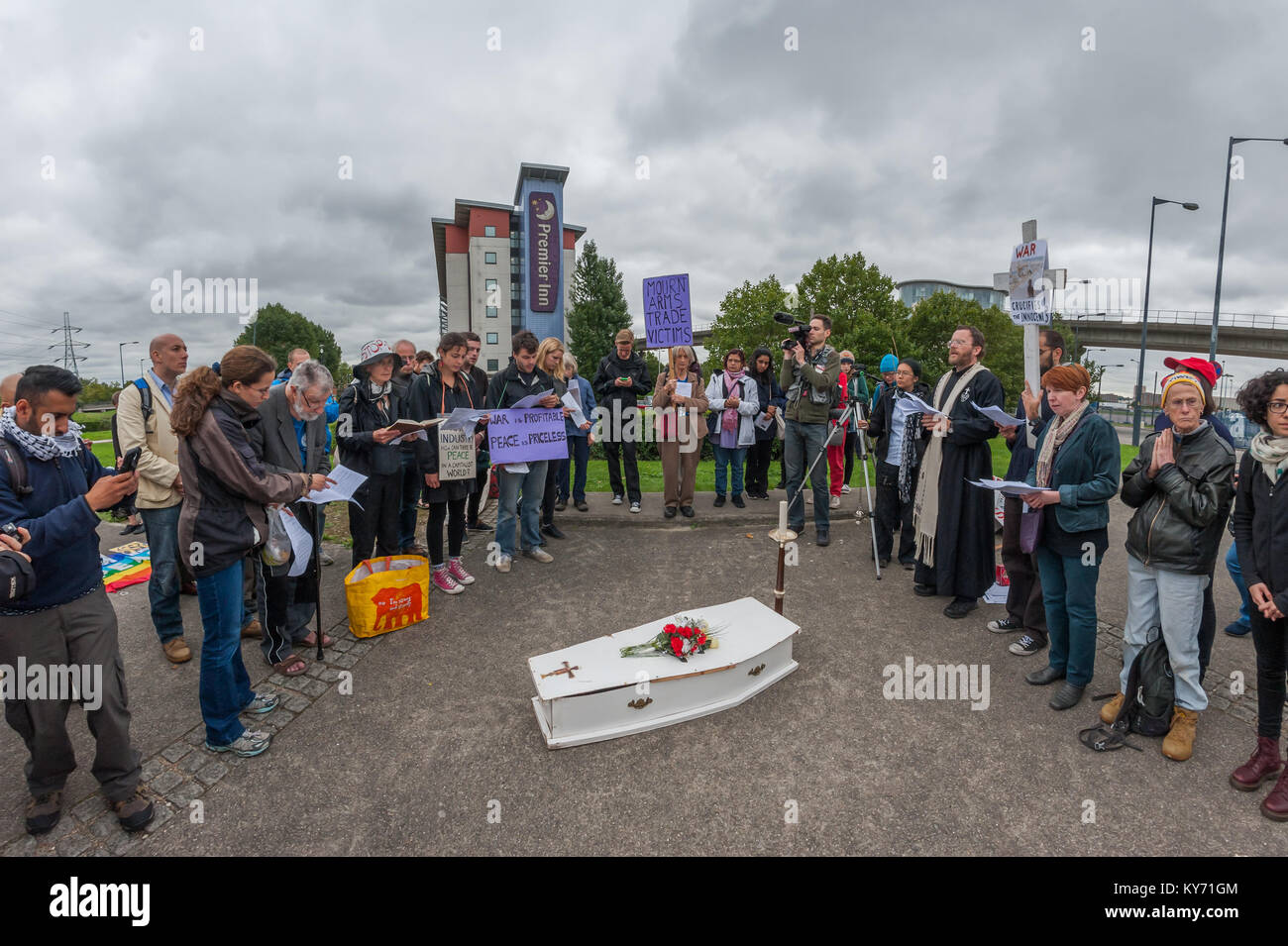 The mock funeral by London Catholic Workers for victims of the arms ...