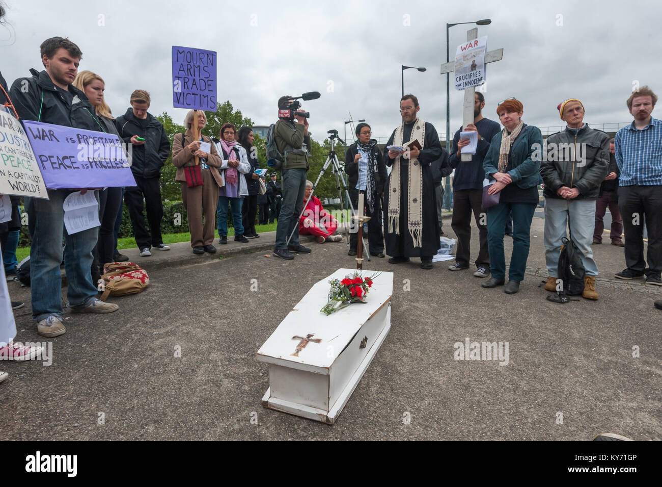 The mock funeral by London Catholic Workers for victims of the arms ...