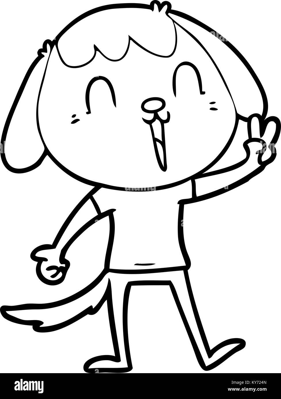 happy cartoon dog giving peace sign Stock Vector Image & Art - Alamy