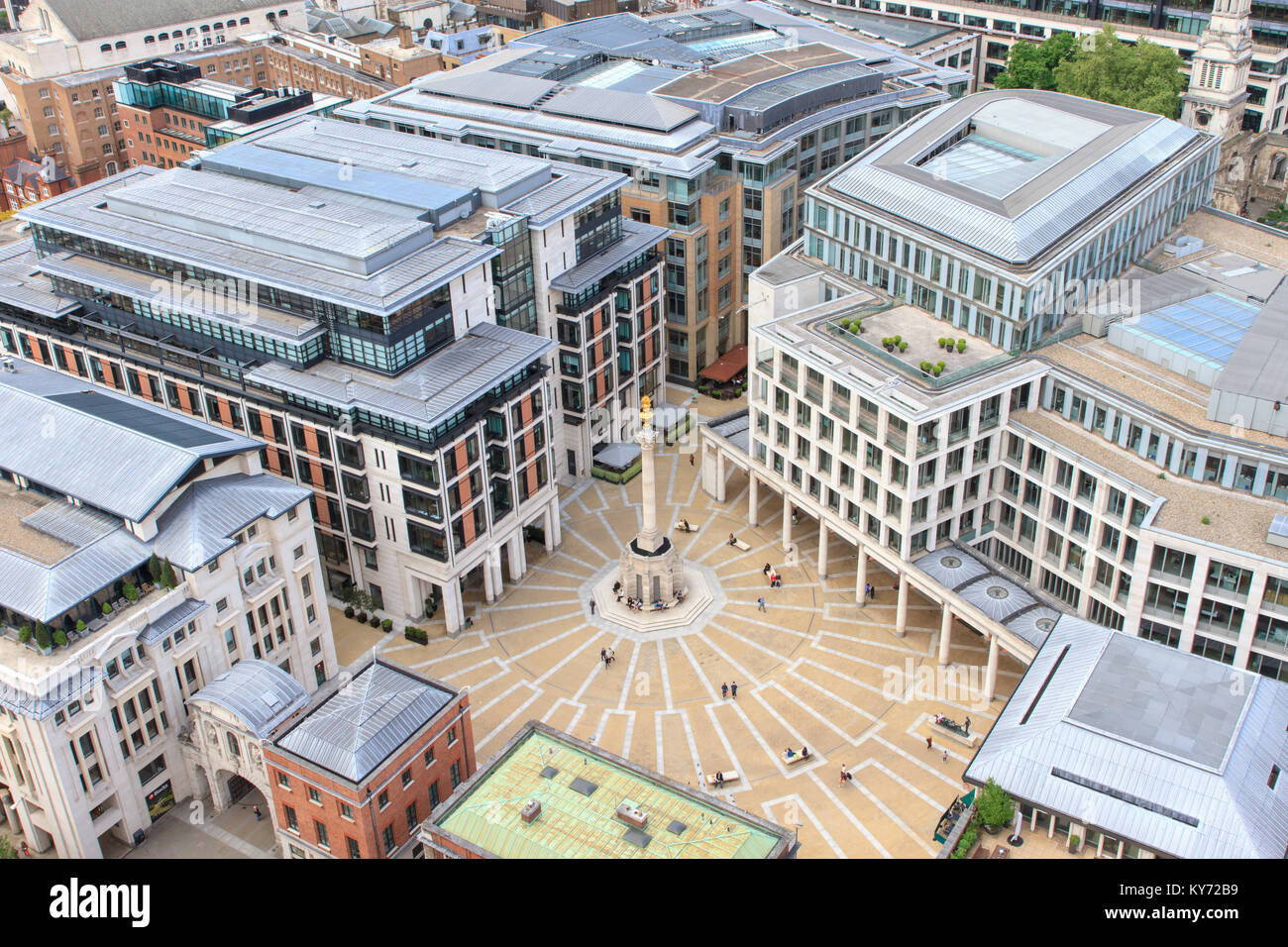 Paternoster Square in London, as seen from the top of St. Paul's ...