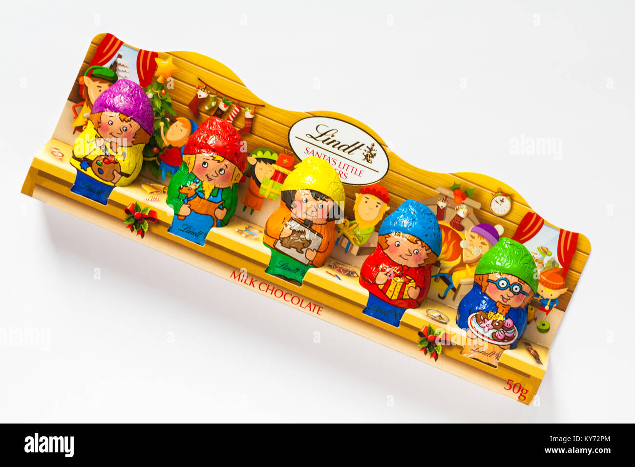 Lindt Santas Little Helpers milk chocolate isolated on white background ...