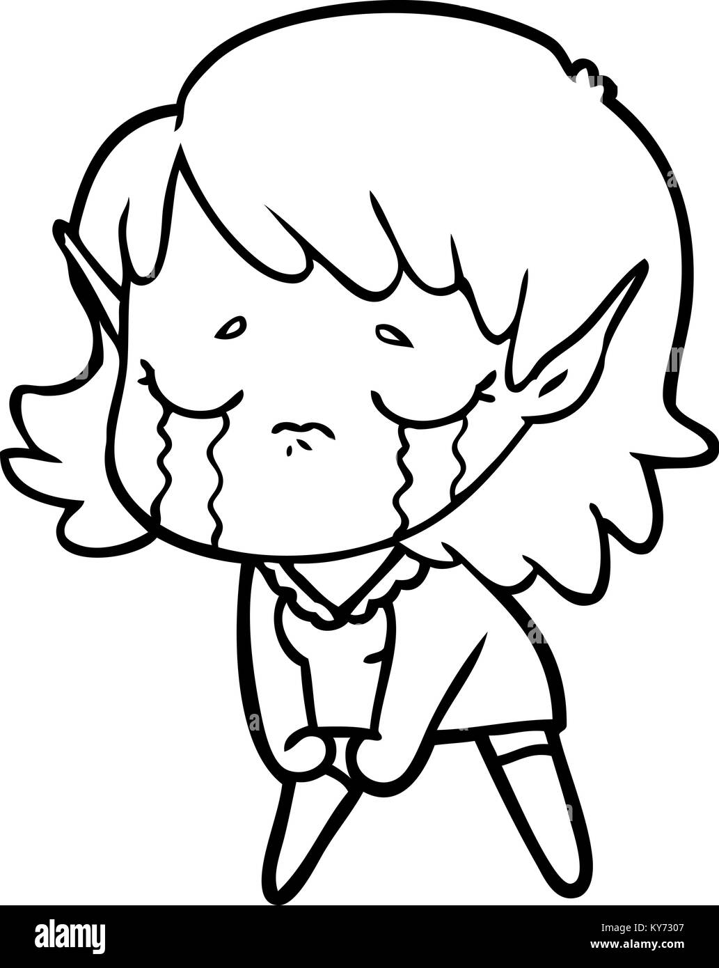 cartoon crying elf girl Stock Vector Image & Art - Alamy