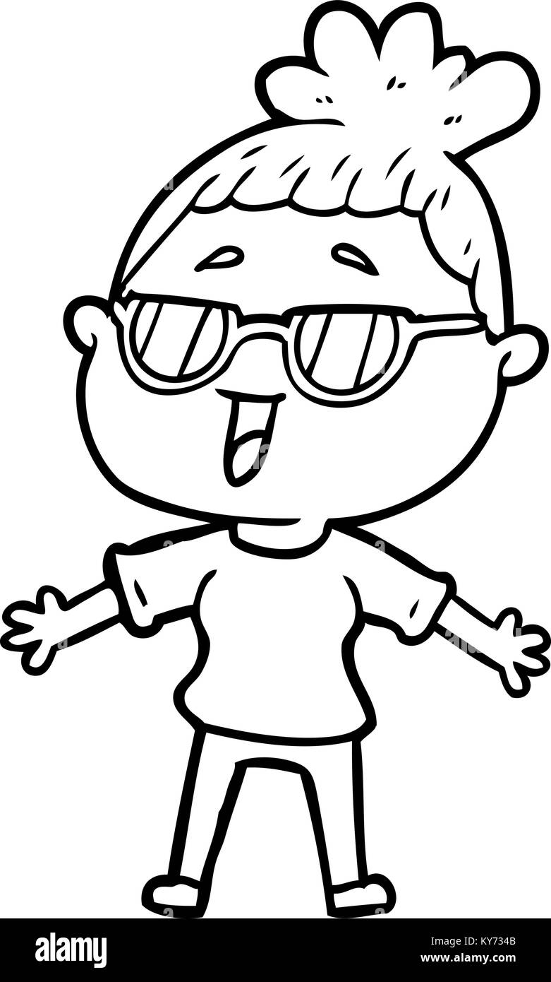 cartoon happy woman wearing spectacles Stock Vector Image & Art - Alamy