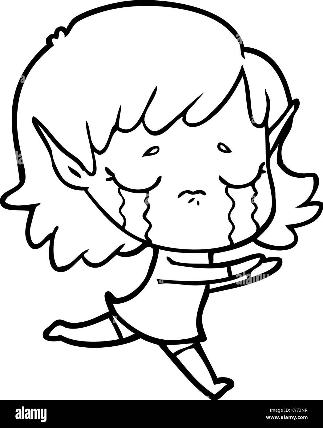 cartoon crying elf girl Stock Vector Image & Art - Alamy