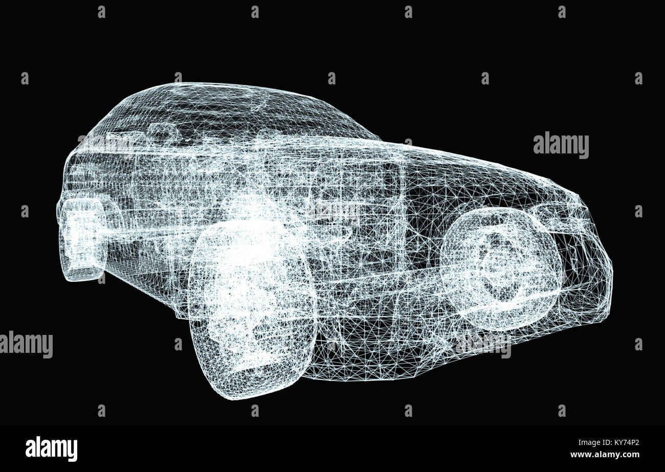 Car wireframe on black background Stock Photo - Alamy