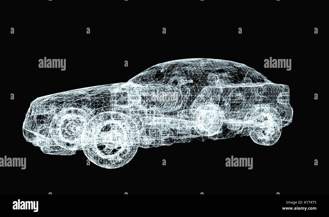 Car wireframe on black background Stock Photo - Alamy