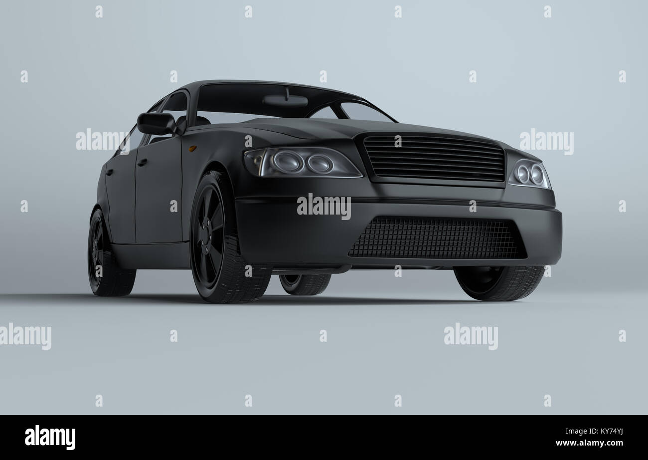 Car on gray studio background - white paint Stock Photo - Alamy