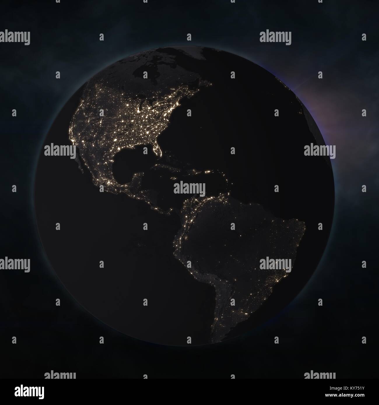 Night globe with city lights Stock Photo - Alamy