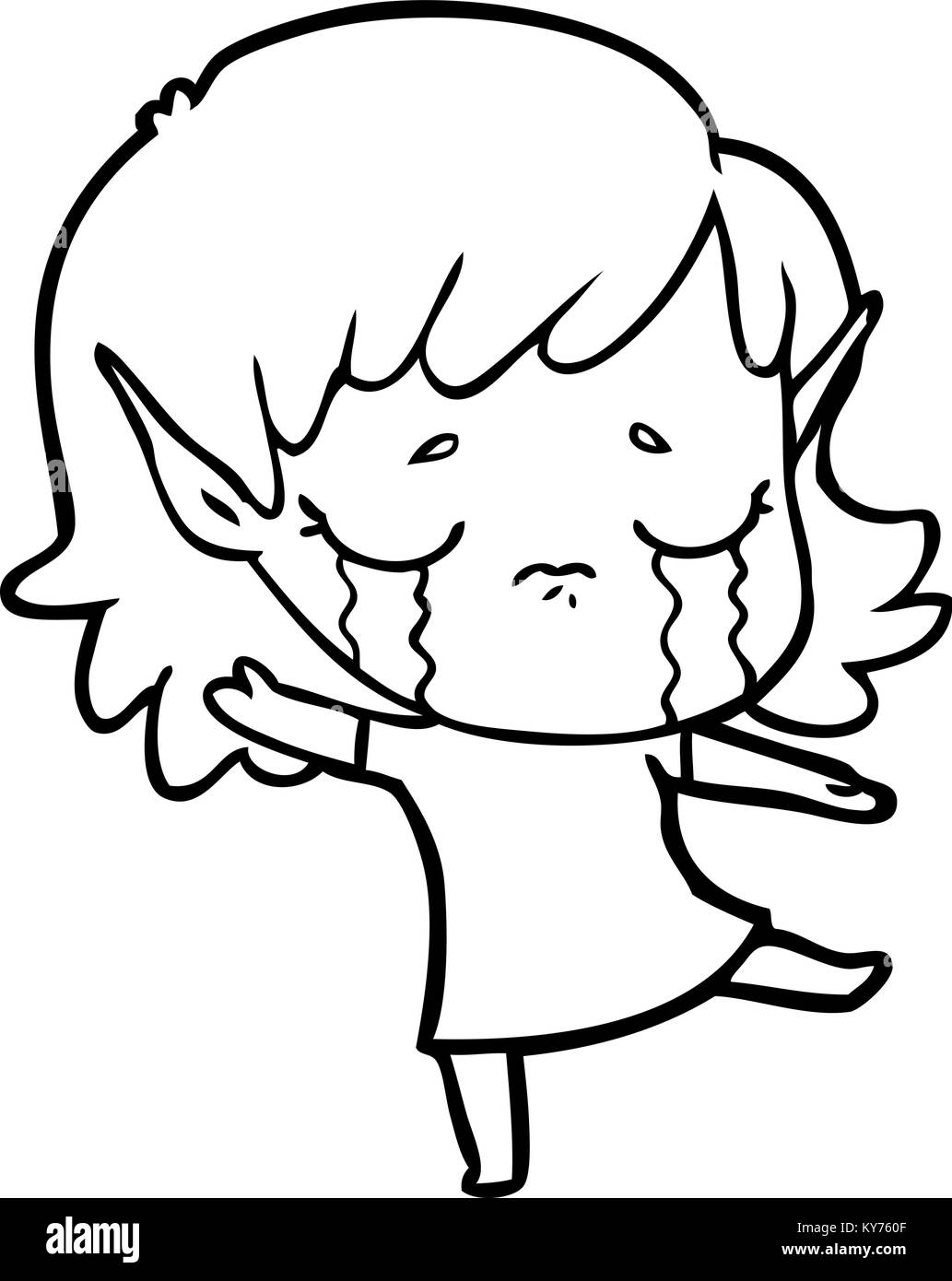 cartoon crying elf girl Stock Vector Image & Art - Alamy