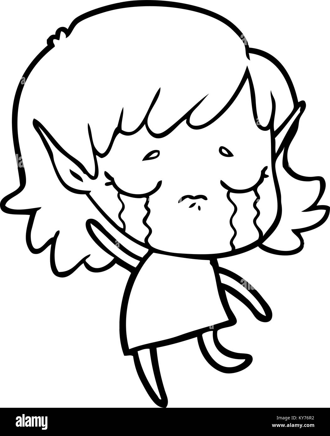cartoon crying elf girl Stock Vector Image & Art - Alamy